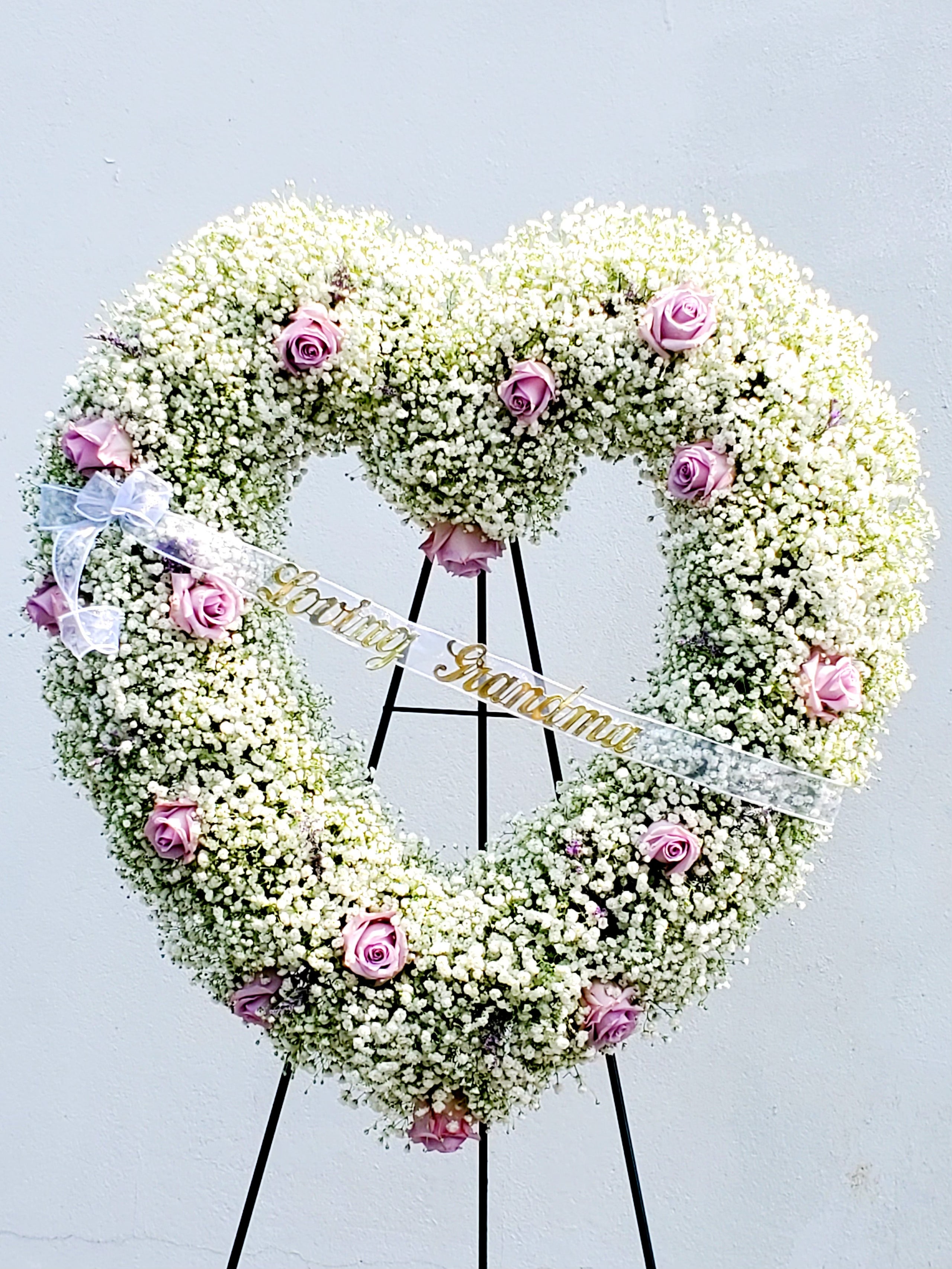 Standing Heart (SH:4065) Open Heart - Babies Breath & Roses | East ...